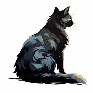 Black Cat Clipart 10 High-quality PNG Wall Art Halloween Spooky Digital ...