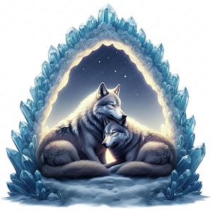 Romantic Wolf Clipart: Heart-shaped Nature PNG Bundle (digital Download ...