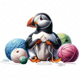 Puffin Knit Clipart | Cozy Puffin Knit Clipart Bundle | 10 High-quality ...