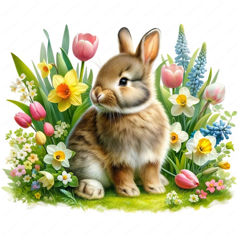 Spring Rabbit Clipart Bundle: Easter Art, Commercial Use (digital ...