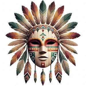 Tribal Mask Clipart: Vibrant Indigenous Art Designs (digital Download ...