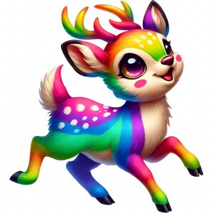 Rainbow Deer Clipart | Colorful Rainbow Deer Clipart Bundle | 10 High ...