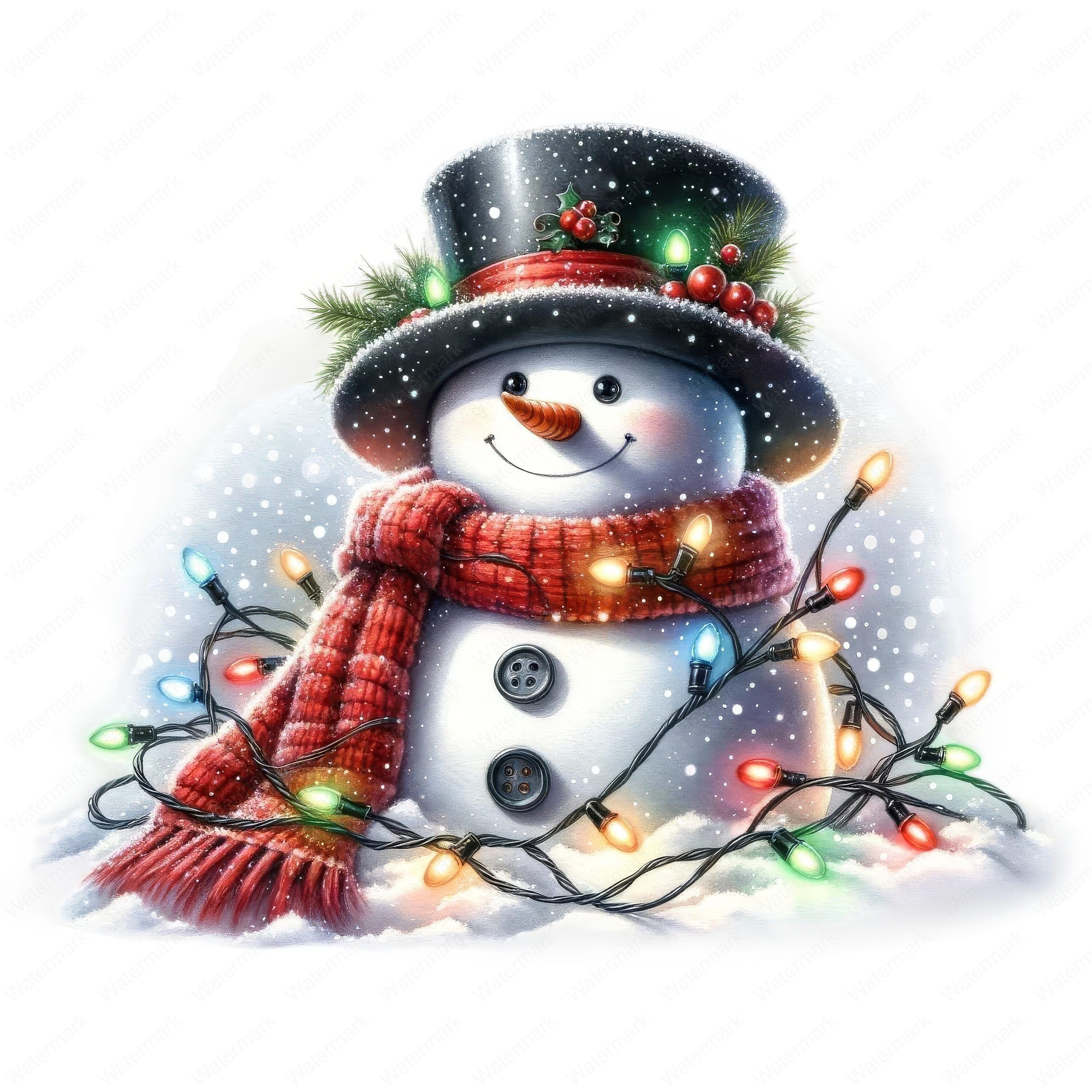 Festive Snowman Clipart Bundle: Winter Art, Commercial Use (digital ...