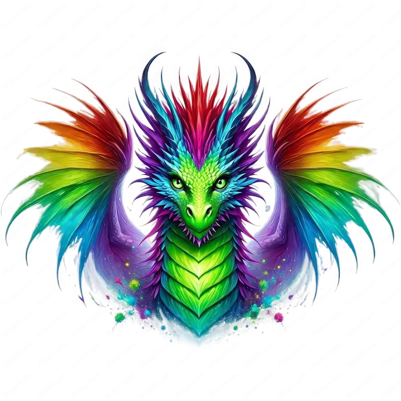 Vibrant Dragon Clipart Bundle: Fantasy Art Printables (digital Download ...