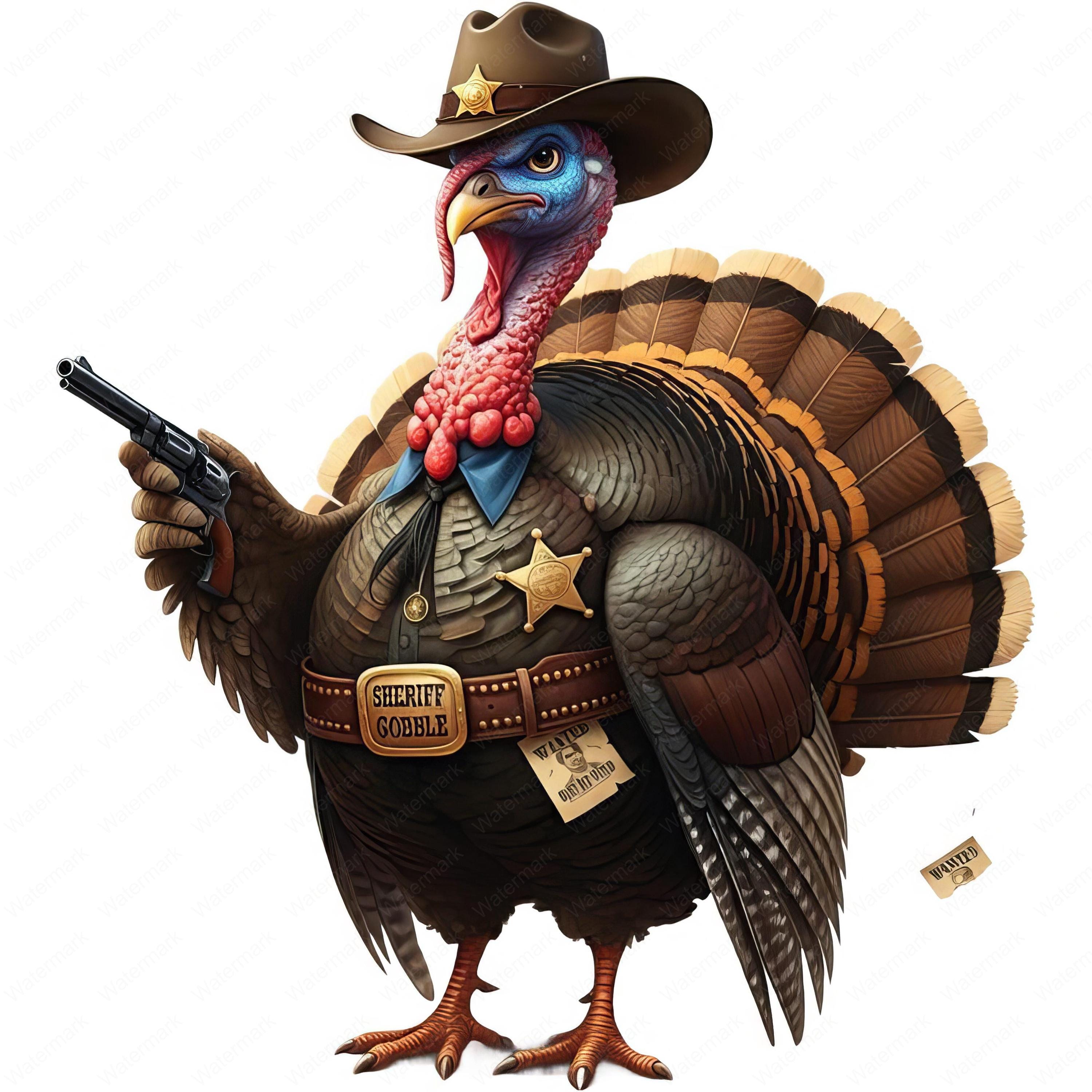 Cowboy Turkey Clipart: 3D Western Cartoon PNG Bundle (digital Download ...