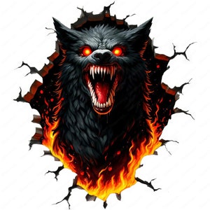 Terrifying Hellhound Clipart Bundle: Dark Fantasy Art (digital Download ...