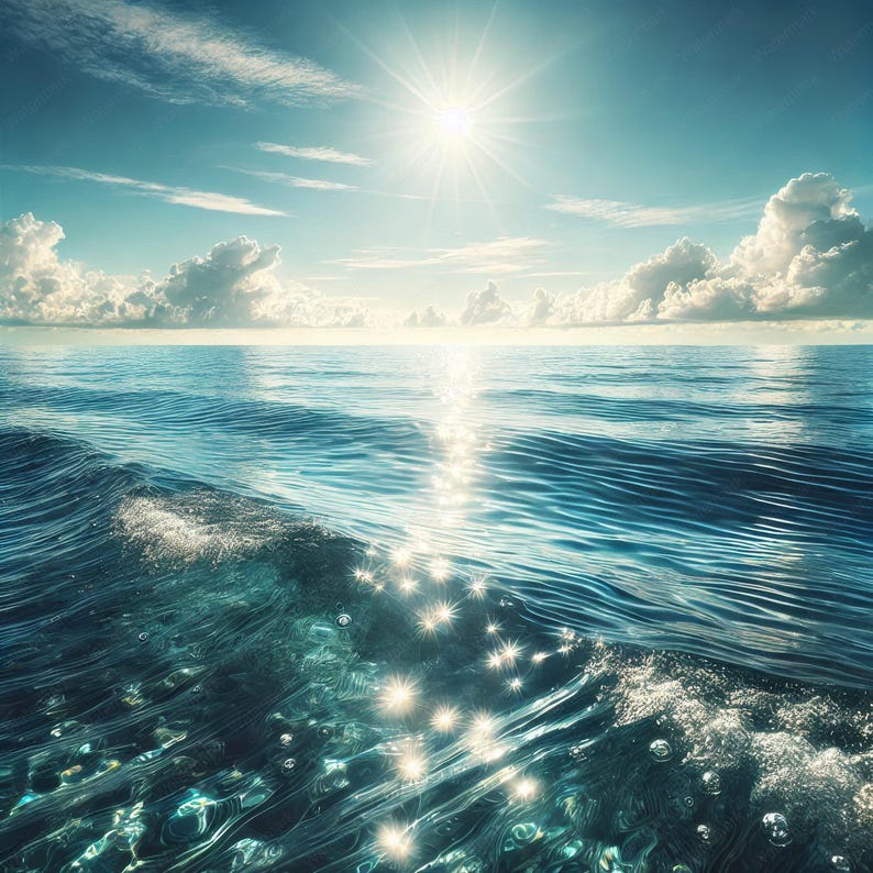Seascape Clipart | Bright Morning Ocean Paper | Vibrant Designs ...