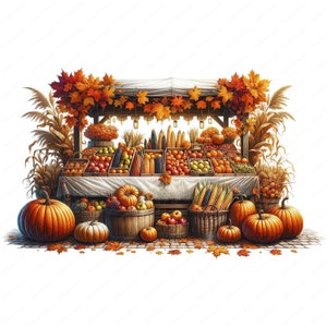 Fall Market Stall Clipart | Cozy Fall Market Stall Clipart Bundle | 10 ...