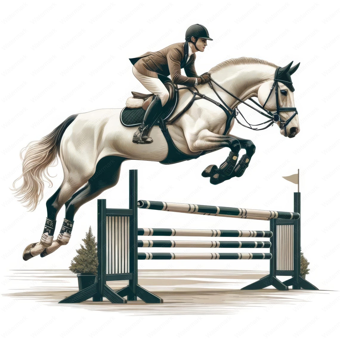 Equestrian Clipart Bundle: Graceful Horse Riding Designs (digital ...