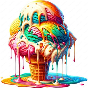 Melting Ice Cream Clipart | Delicious Melting Ice Cream Clipart Bundle ...