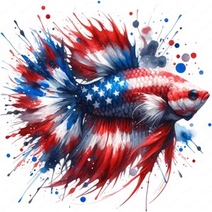 Patriotic Fish Clipart | USA Flag Fish Clipart Bundle | 10 High-quality ...
