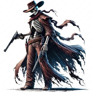 Skeleton Cowboy Clipart: Western Horror Art (digital Download) - Etsy