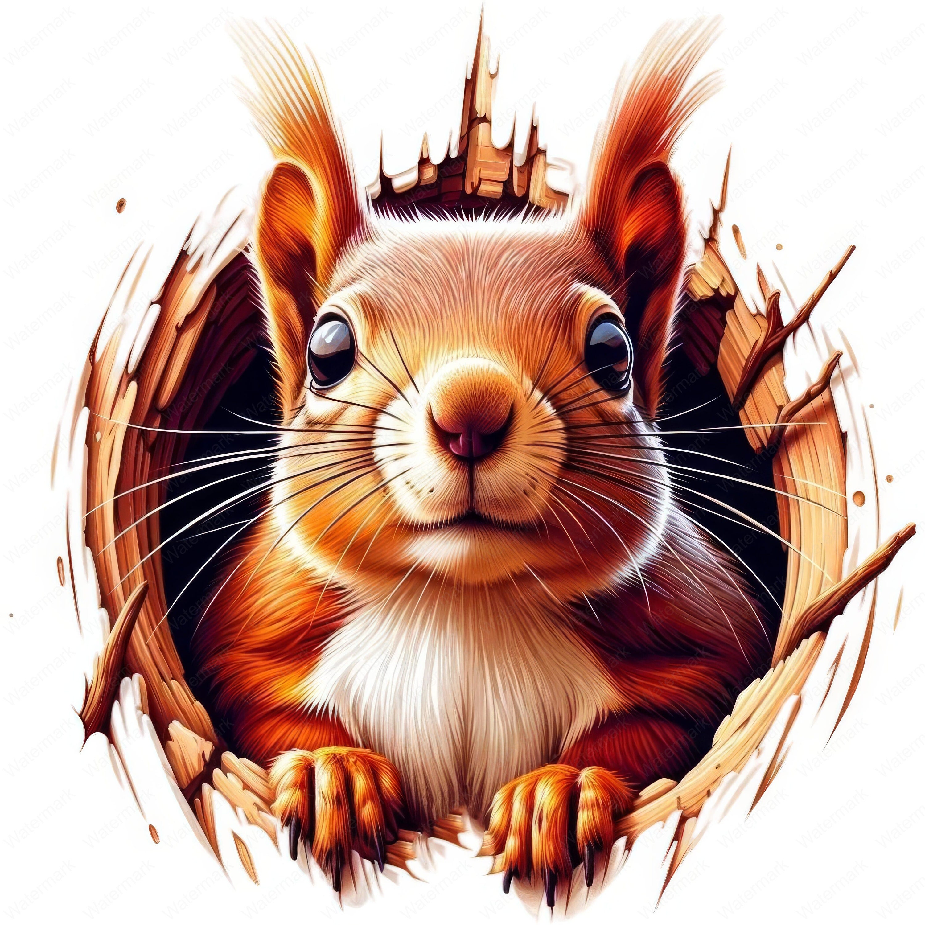 Realistic Squirrel Clipart Bundle: Forest Animal Art (digital Download ...