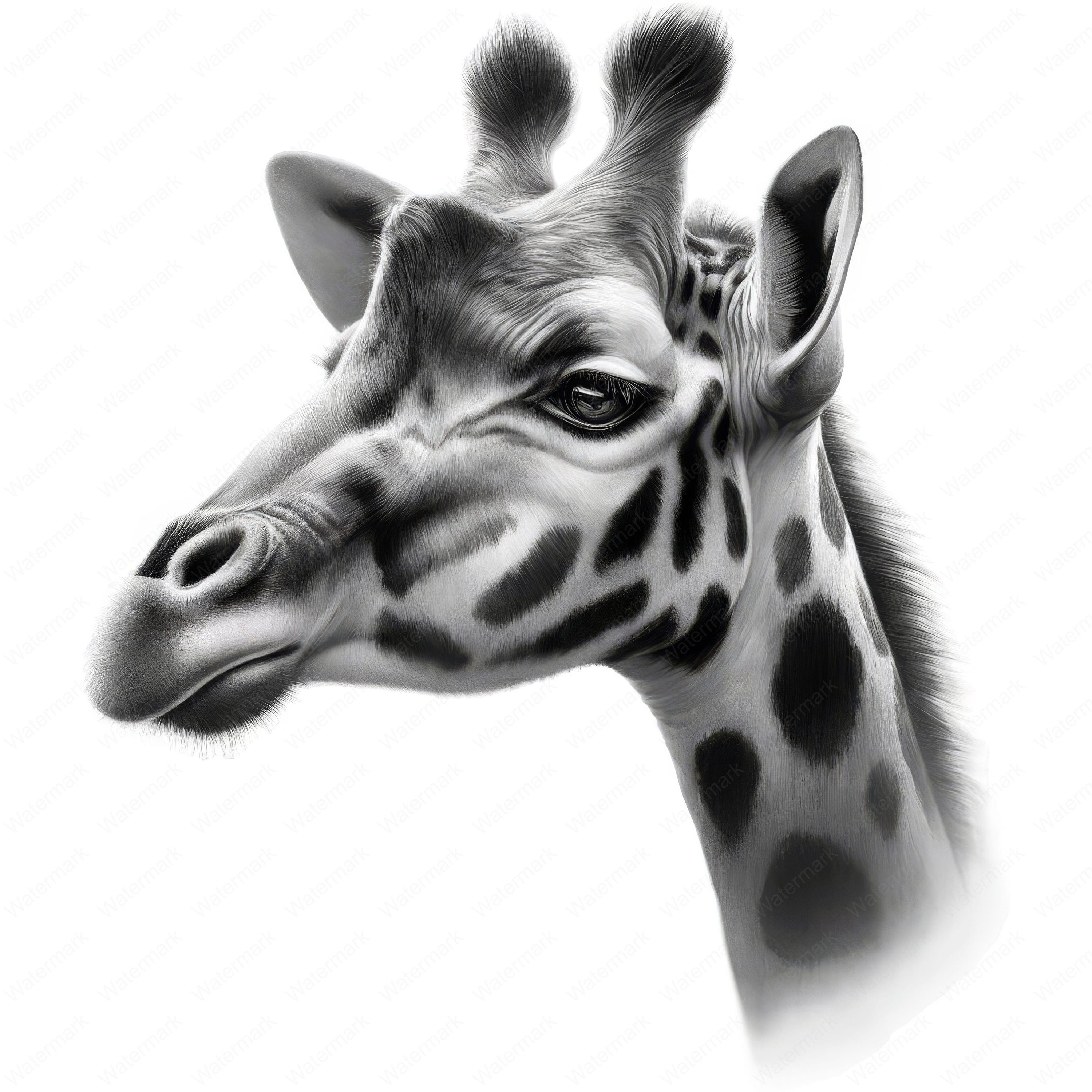 Black and White Giraffe Clipart | Detailed Wildlife Art (digital ...