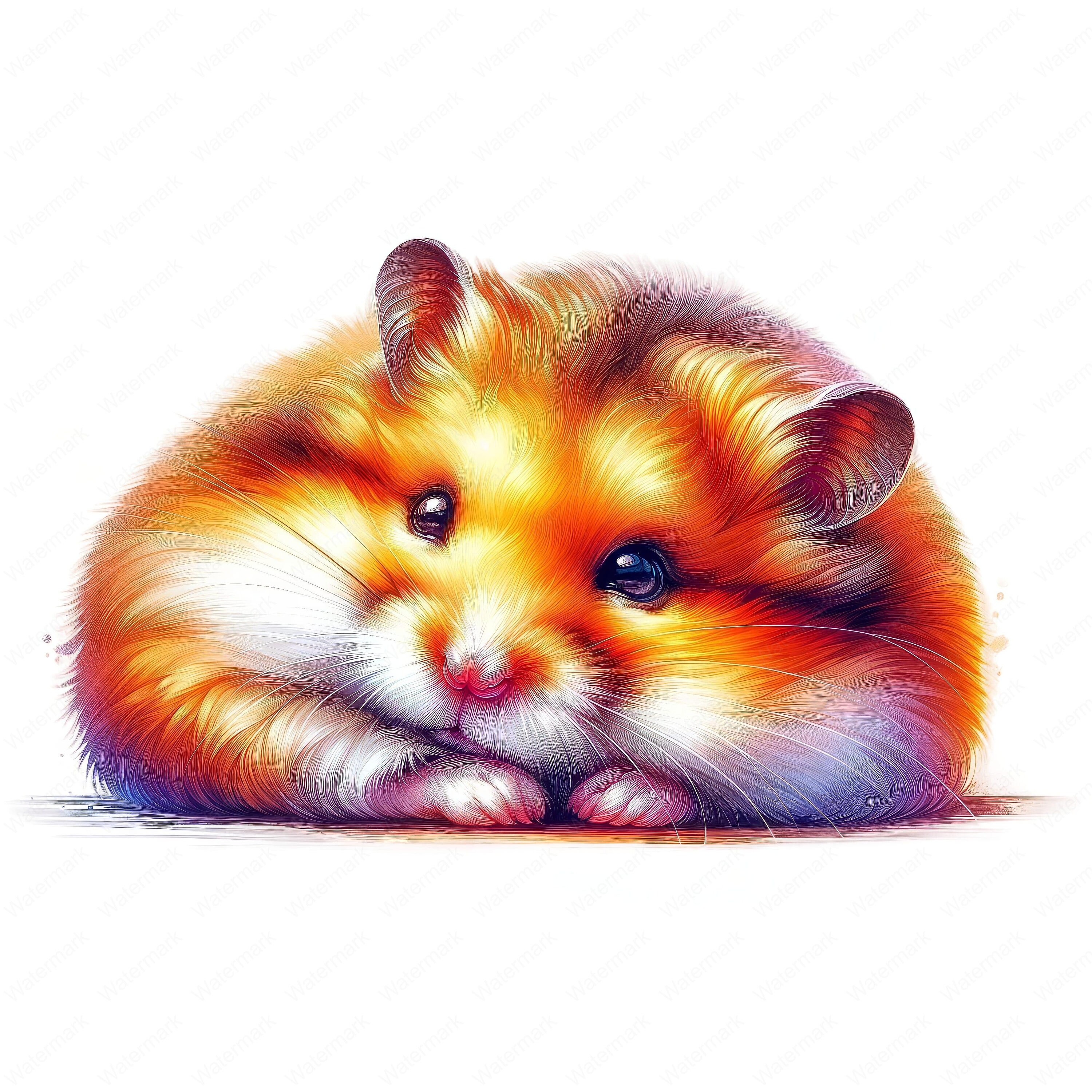 Cute Hamster Drawing With Colour