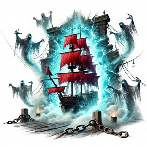Haunted Ghost Ship Clipart: Dark Fantasy PNG Bundle (commercial Use) - Etsy