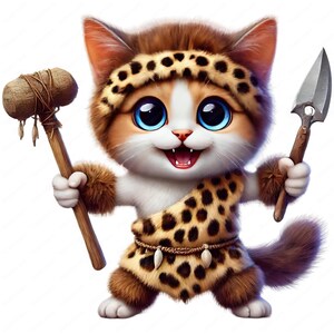 Caveman Clipart | Adorable Cat Clipart Bundle | 10 High-quality Designs ...