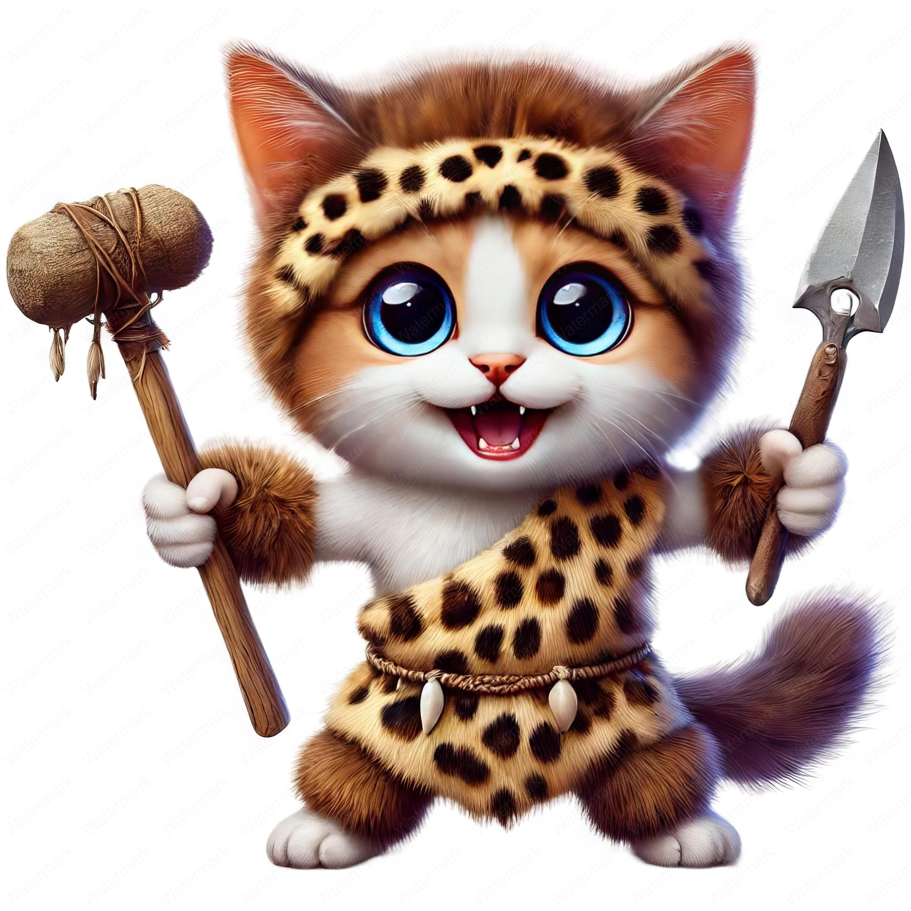 Caveman Clipart | Adorable Cat Clipart Bundle | 10 High-quality Designs ...