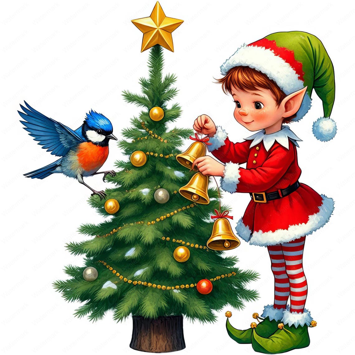 Festive Elf Clipart Bundle: Holiday Woodland Designs (digital Download ...