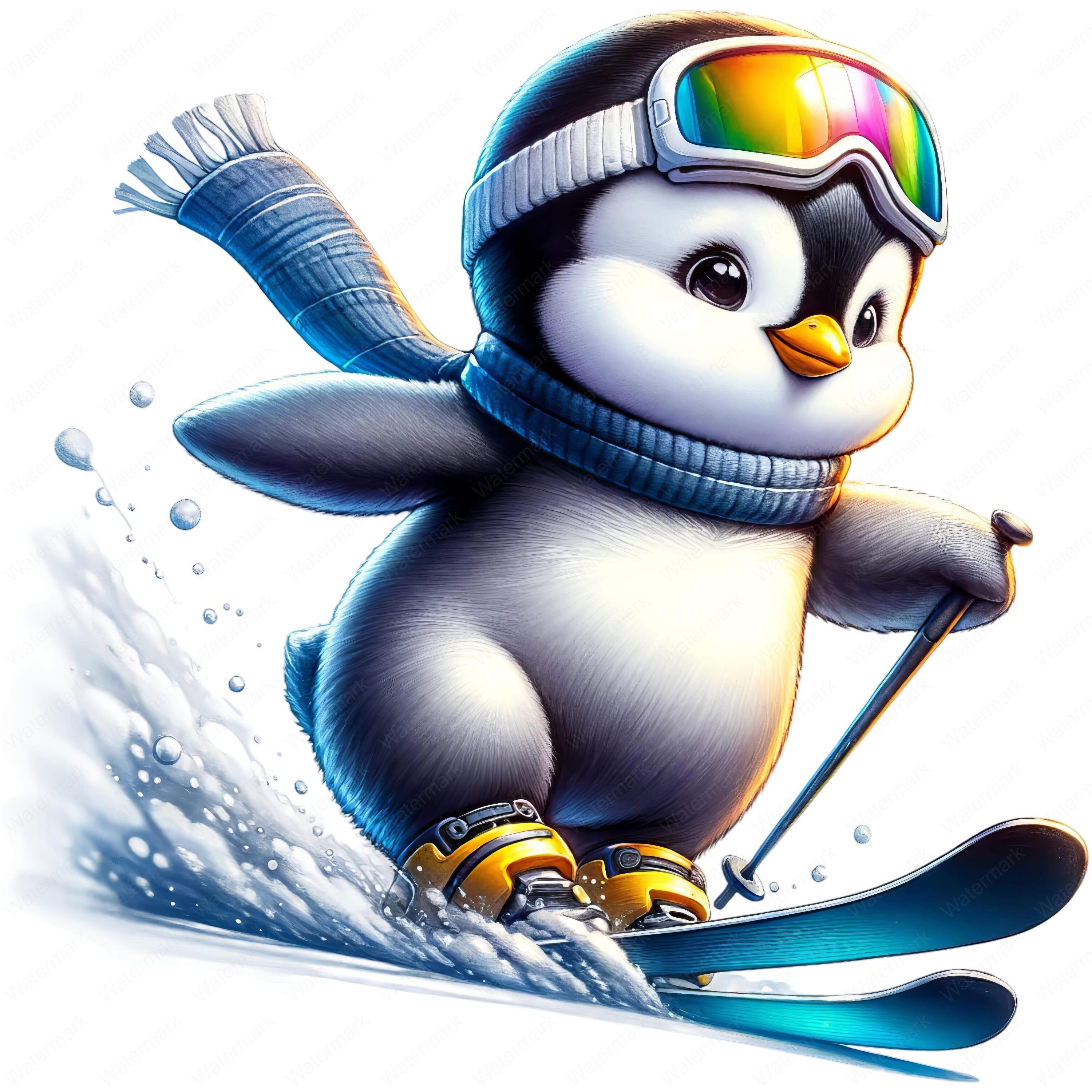 Skiing Penguin Clipart Bundle: Winter Sports Designs (digital Download ...