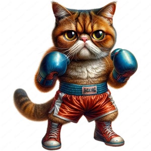 Boxing Cat Clipart | Fierce Boxing Cat Clipart Bundle | 10 High-quality ...