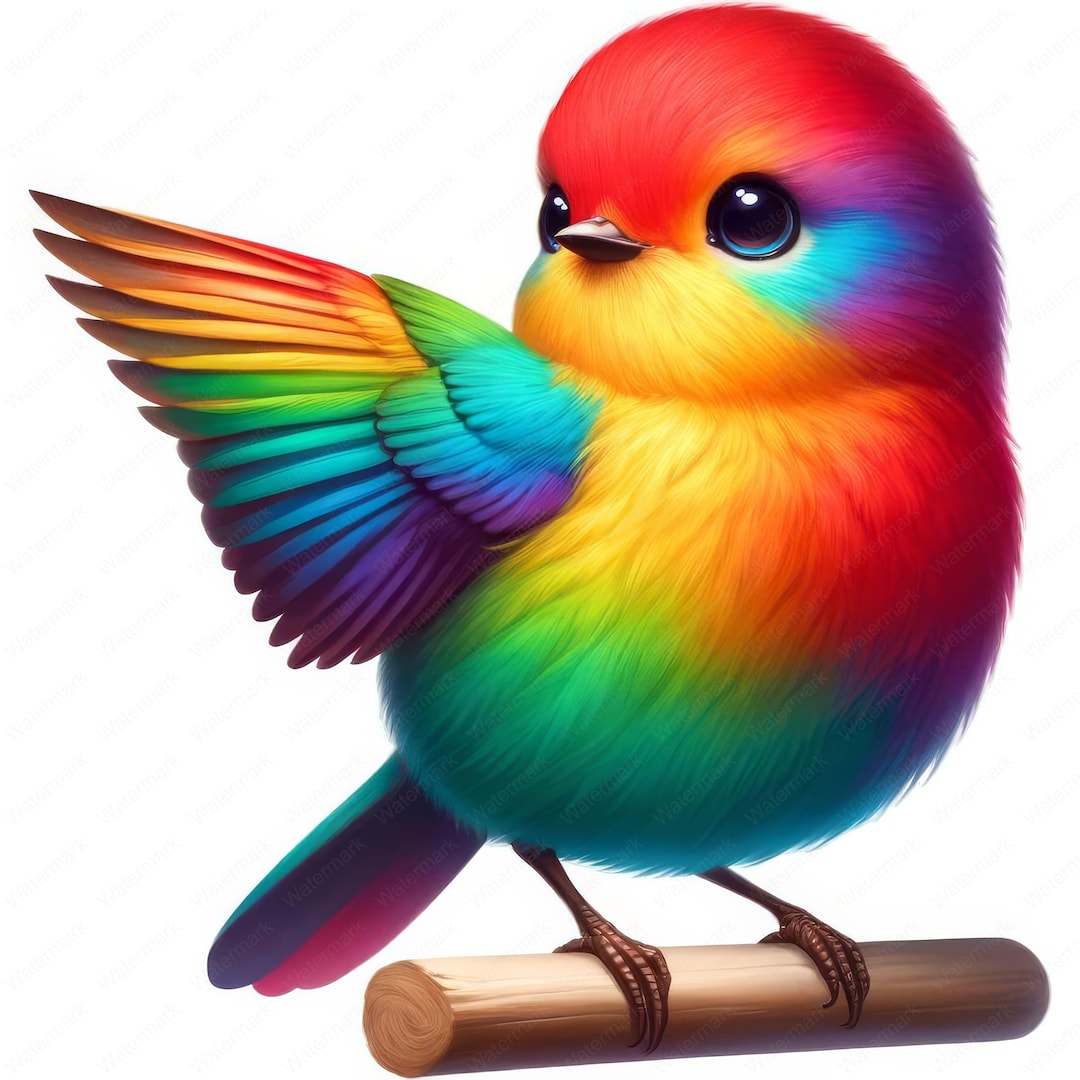 Rainbow Bird Clipart | Adorable Rainbow Bird Clipart Bundle | 10 High ...