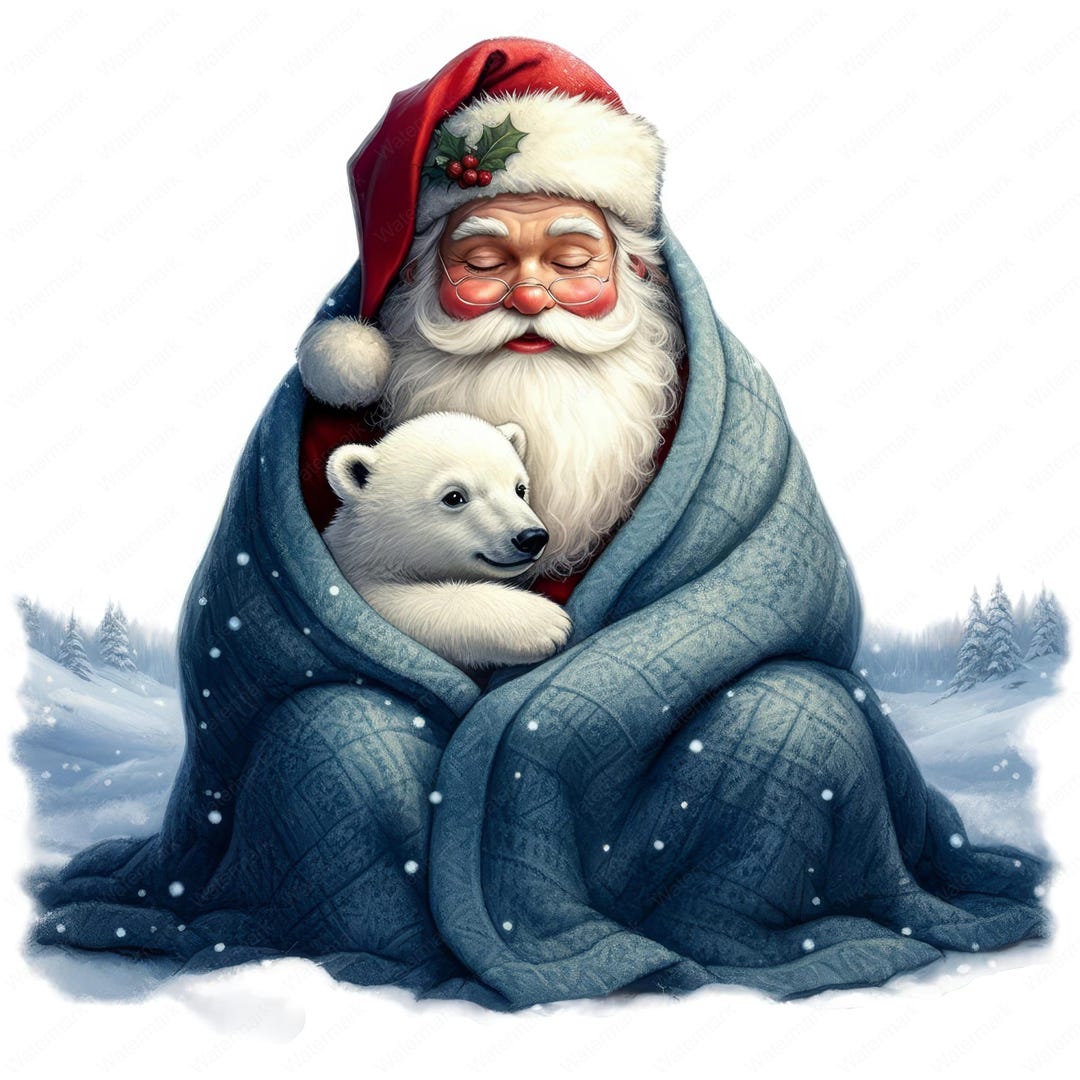 Santa and Animal Christmas Clipart Bundle: Holiday Art (digital ...