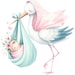 Stork Baby Girl Clipart | Charming Stork Baby Girl Clipart Bundle | 10 ...