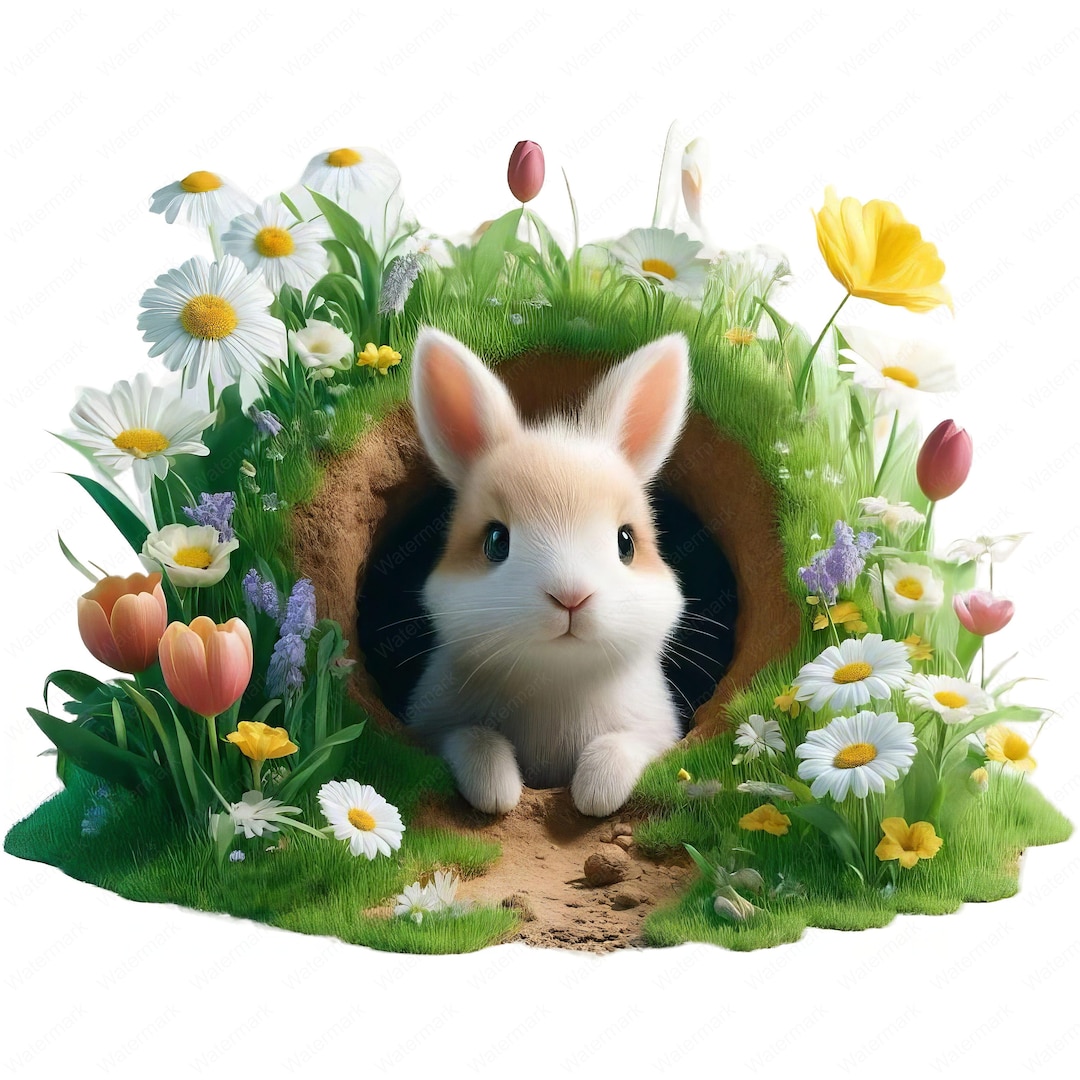 Spring Bunny Clipart | Lively 3D Spring Bunny Clipart Bundle | 10 High ...