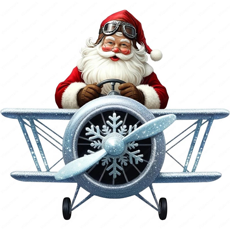 Santa Airplane Clipart: Holiday PNG Bundle (digital Download) - Etsy