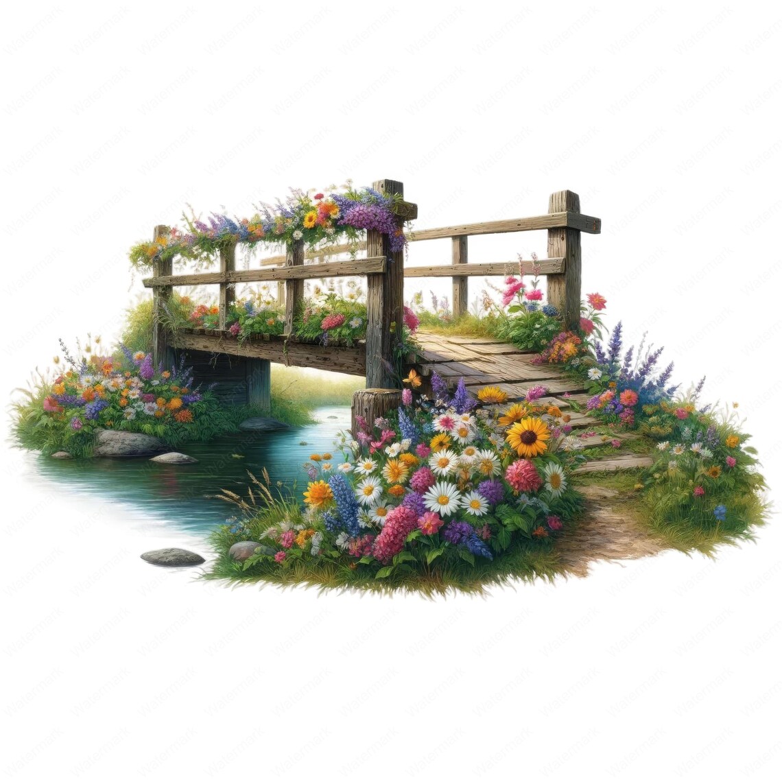 Floral Bridge Clipart: Garden Art Designs (digital Download) - Etsy