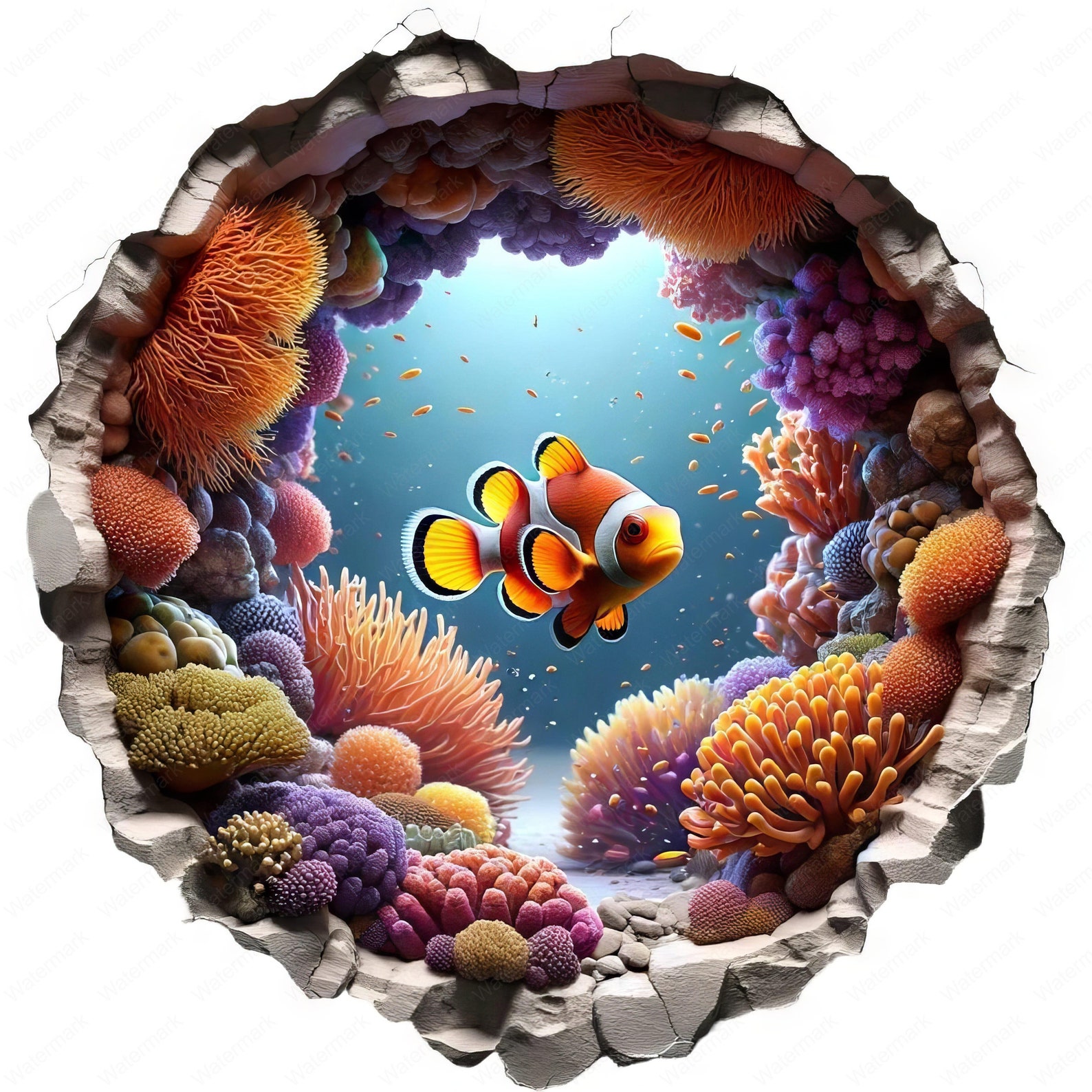3D Clownfish Clipart Bundle: Aquarium Art Printables (digital Download ...