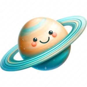 Cute Saturn Clipart | Vivid Cartoon Saturn Clipart Bundle | 10 High ...