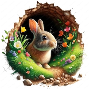 Spring Bunny Clipart | Lively 3D Spring Bunny Clipart Bundle | 10 High ...