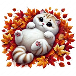 Cute Fall Cat Clipart | Fall Cat Clipart Bundle | 10 High-quality ...