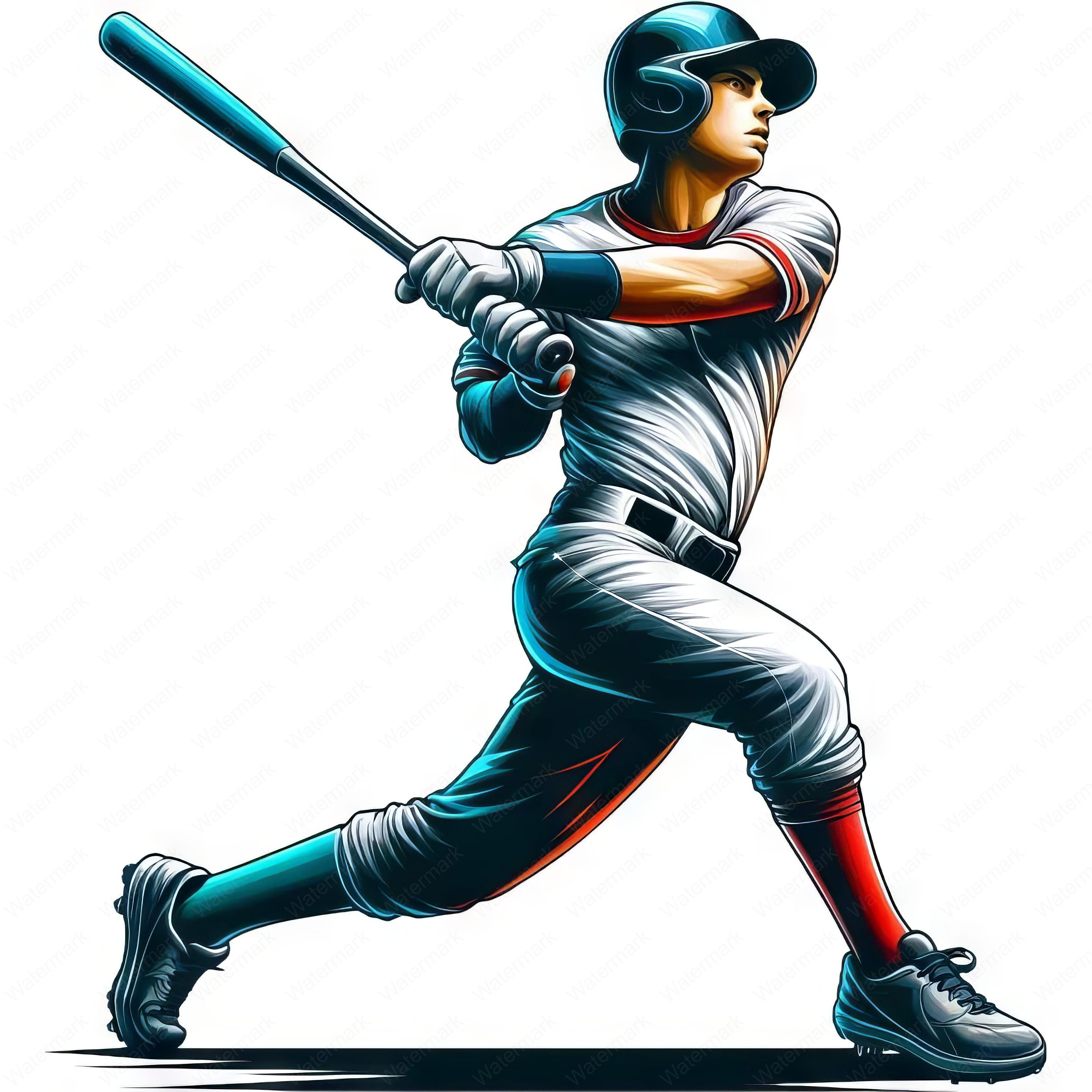 Dynamic Baseball Player Clipart | Sports Art Printables (digital ...
