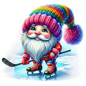 Hockey Gnome Clipart | Winter Gnome Ice Skating Clipart Bundle | 10 ...