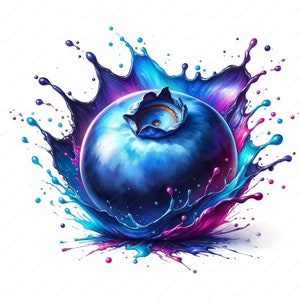 Blueberry Clipart | Vivid Blueberry Splash Clipart Bundle | 10 High ...