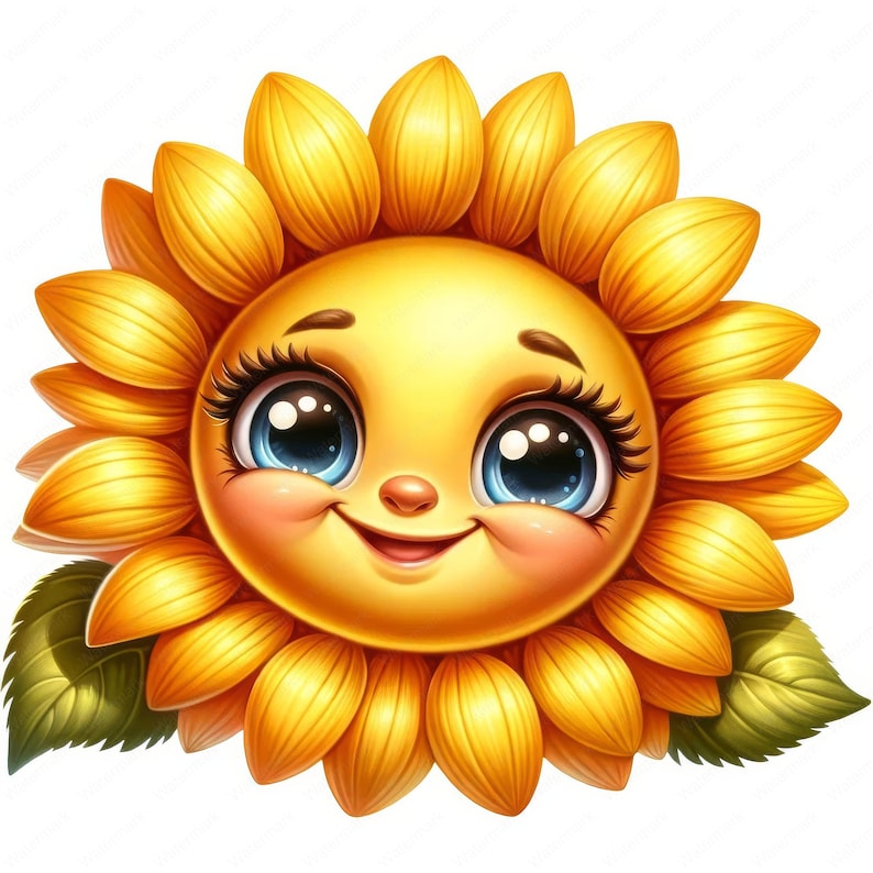 Sunflower Smiley Face Clipart Bundle | Cheerful Flower Art (digital ...