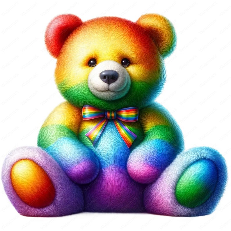 Rainbow Teddy Bear Clipart: Colorful Bear Illustrations (digital Prints ...