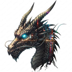 Elemental Dragon Clipart: Fire, Water, Earth, Ice, Lightning (PNG & JPG ...