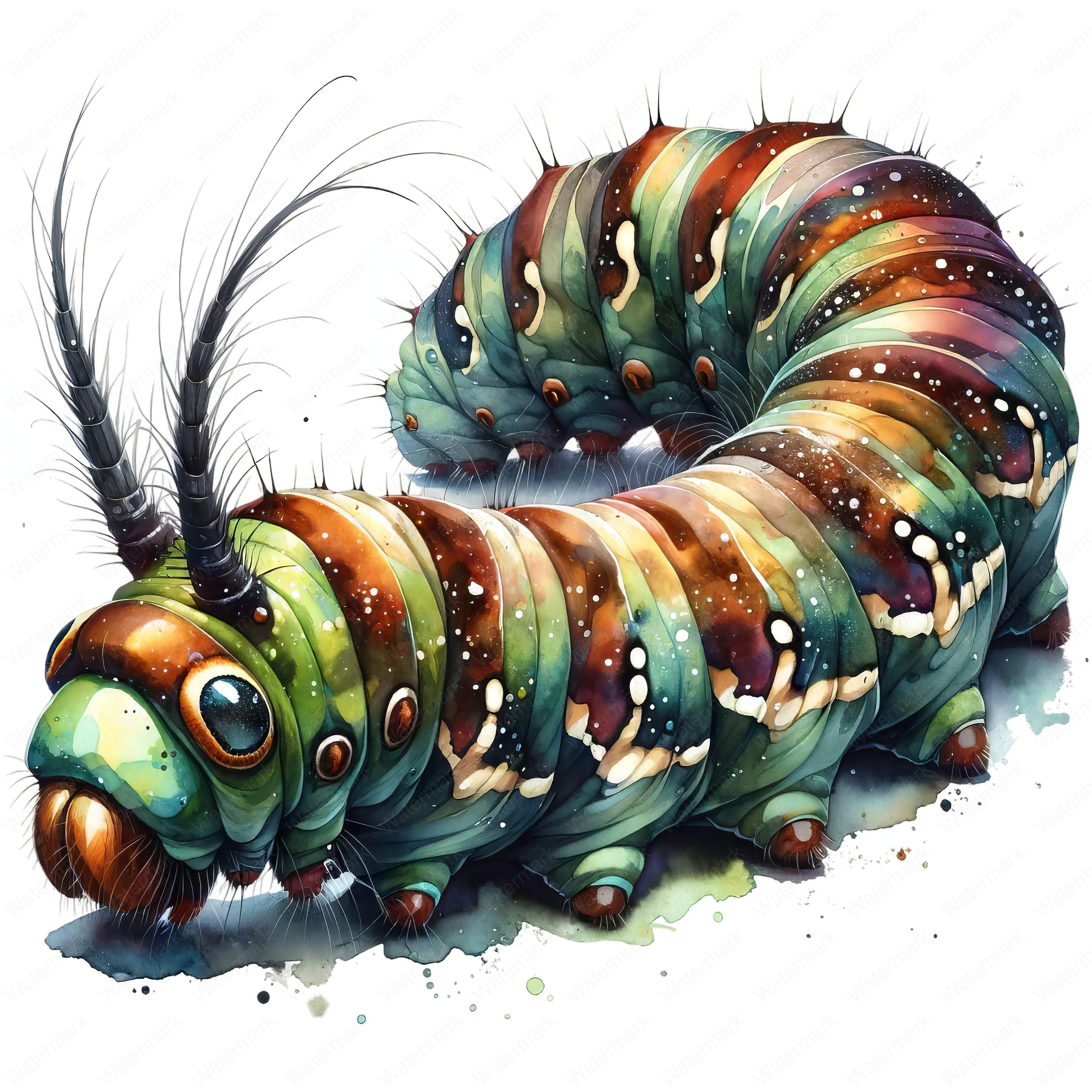 Watercolor Caterpillar Clipart Bundle: Insect Art Printables (digital ...