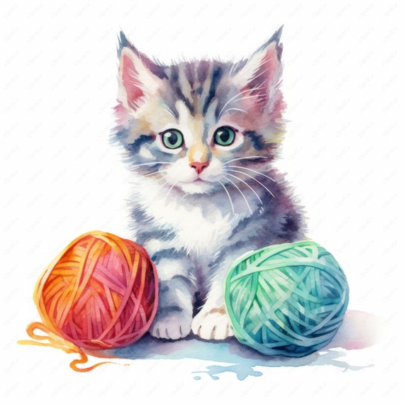 Cat With Yarn Clipart