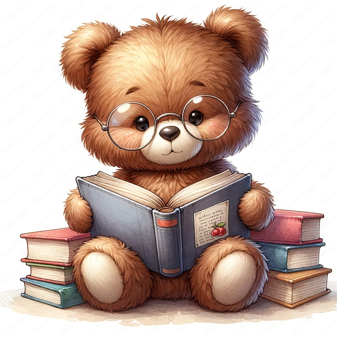 Teddy Bear Reading Clipart Clipart Bundle 10 Cozy Images Childhood Art ...