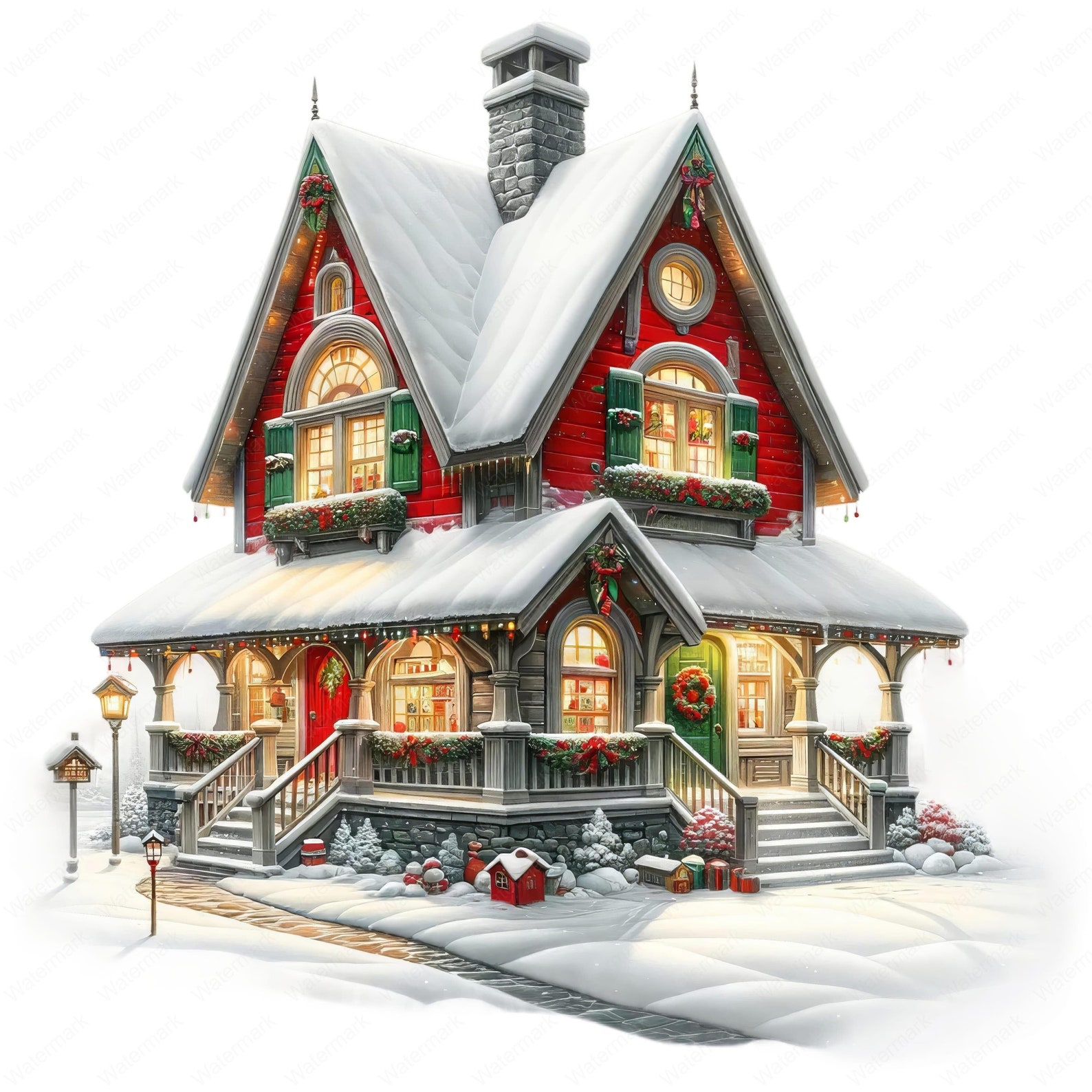 Santa House Christmas Clipart: Festive Designs (digital Download) - Etsy