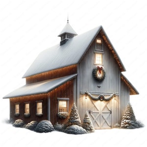 Christmas Barn Clipart Bundle: Festive Holiday Farm Art (digital ...