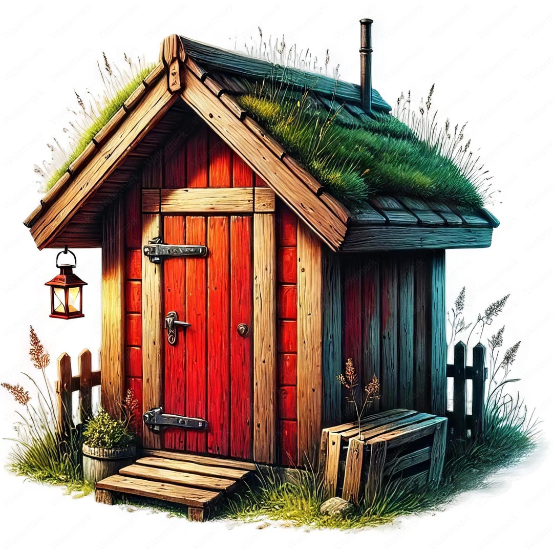 Rustic Outhouse Clipart | Charming Rustic Outhouse Clipart Bundle | 10 ...