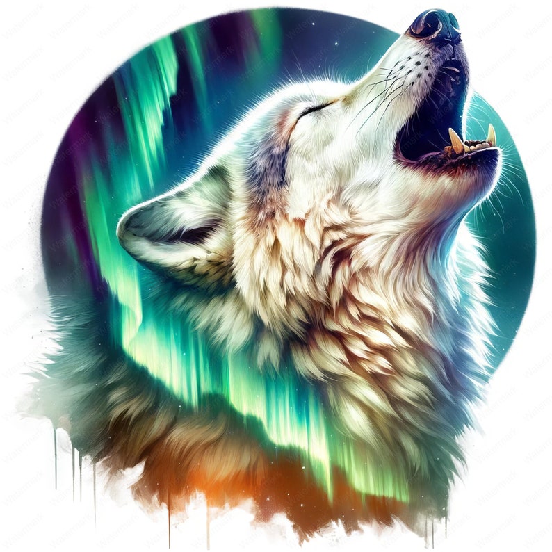 Aurora Wolf Clipart Bundle: Mystical Northern Lights Art (digital ...