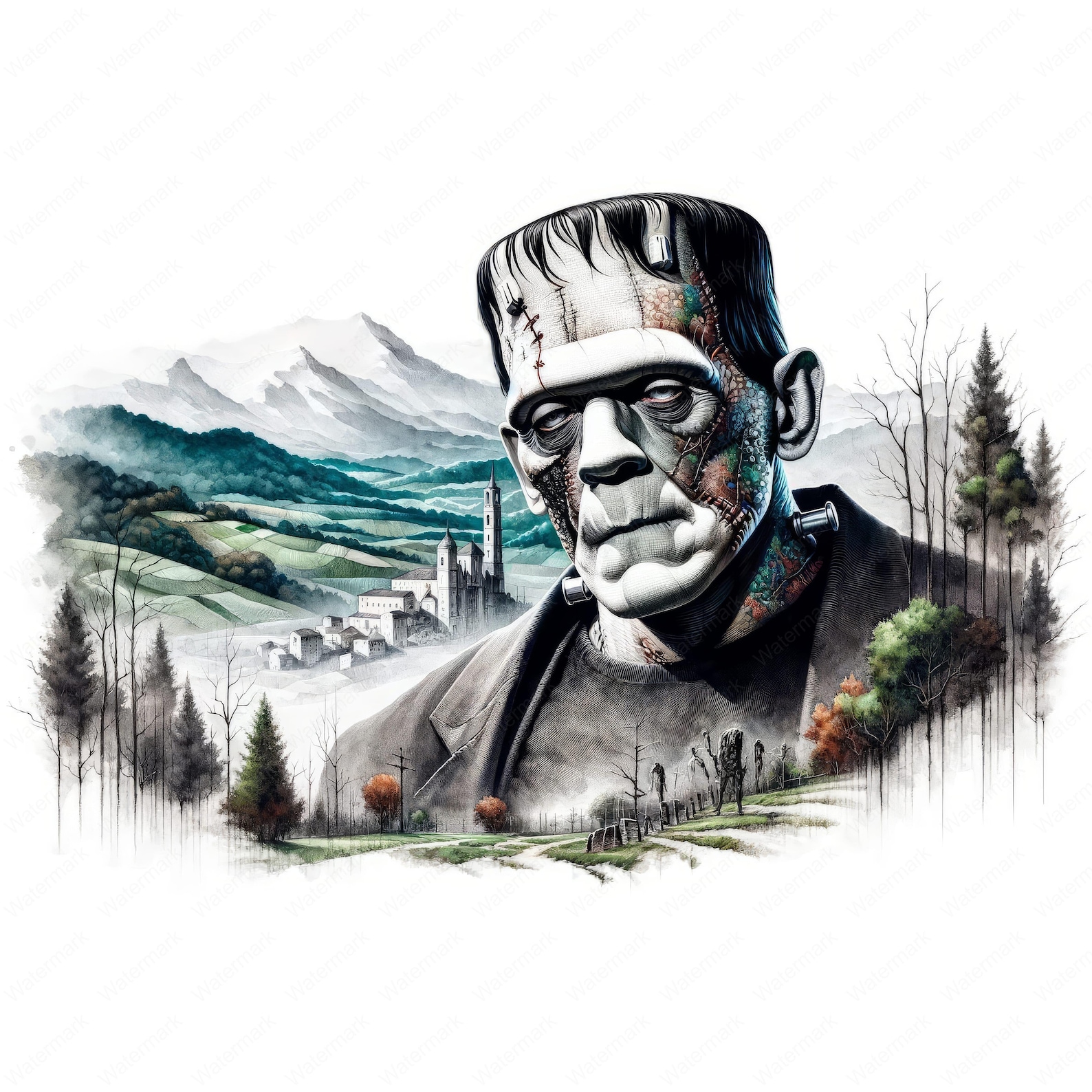 Spooky Frankenstein Clipart Bundle | Halloween Art (digital Download ...