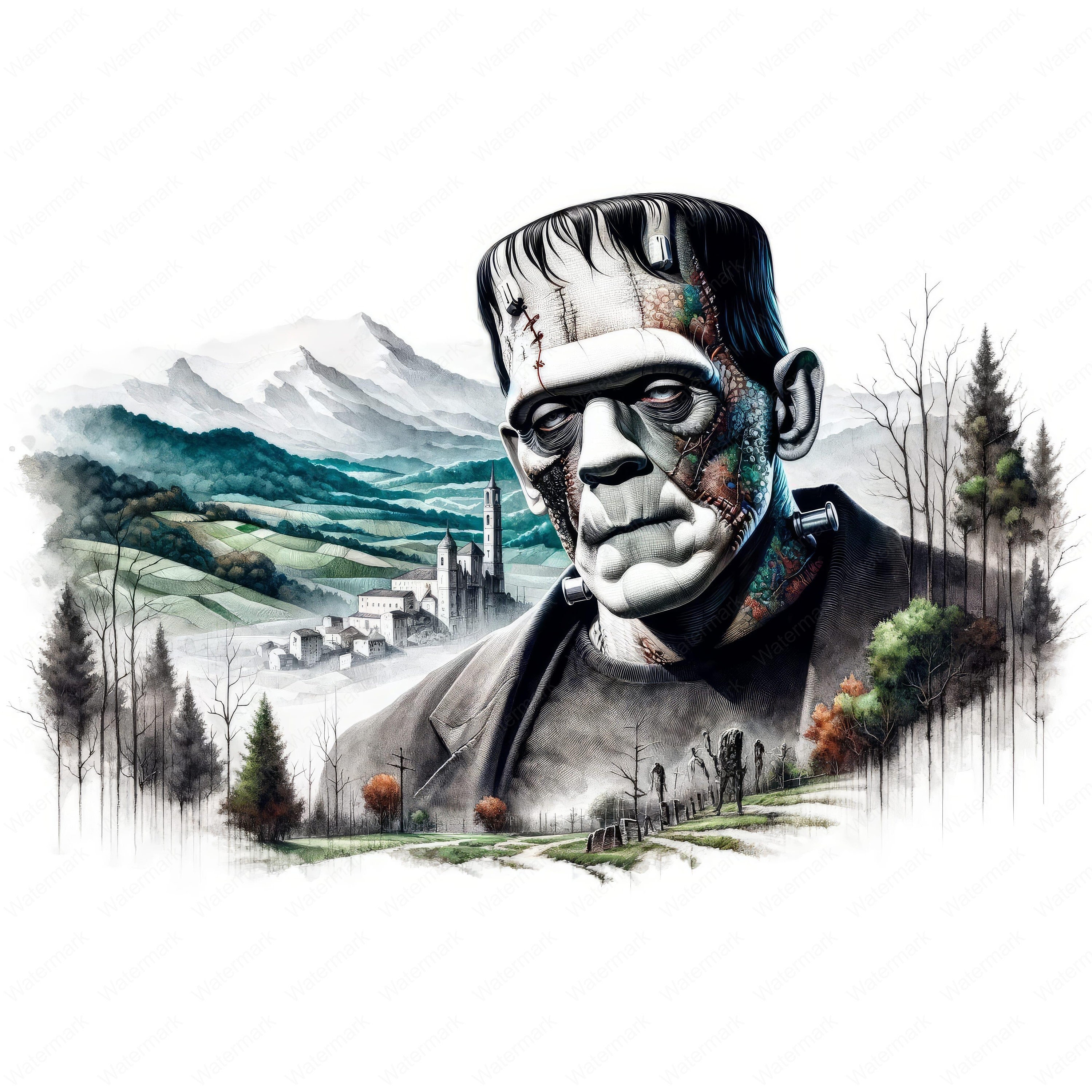Spooky Frankenstein Clipart Bundle | Halloween Art (digital Download ...